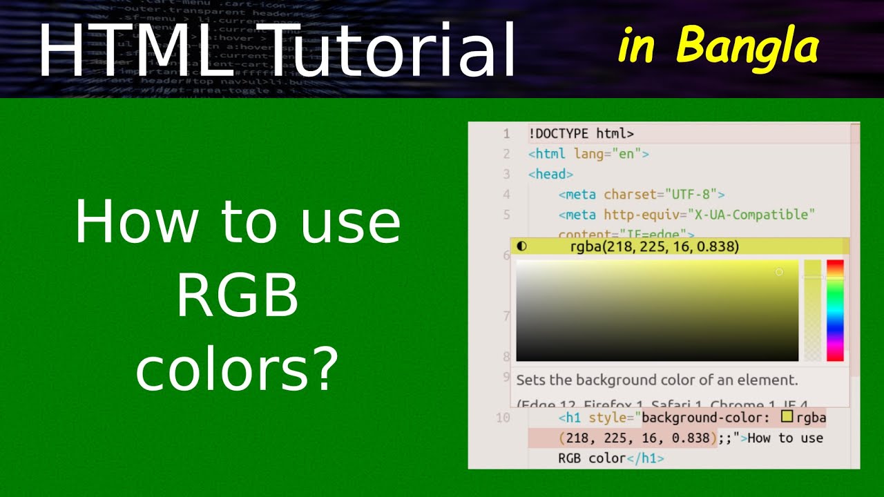 HTML RGB color tutorial Bangla - YouTube