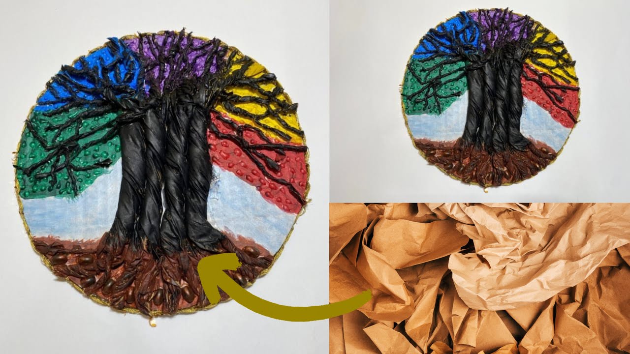 How to make scenery with waste brown paper | use waste materials at ...