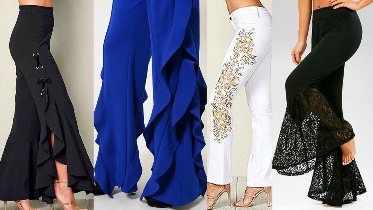 Top Designer High Waisted Flounce Plazzo Ruffle Trouser Pant Design ...