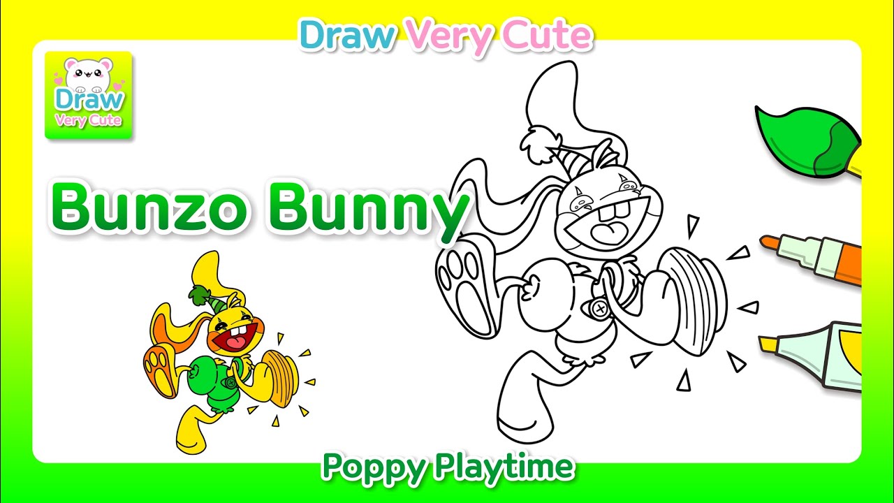 Drawing and coloring Bunzo Bunny Poppy Playtime cute anime characters ...