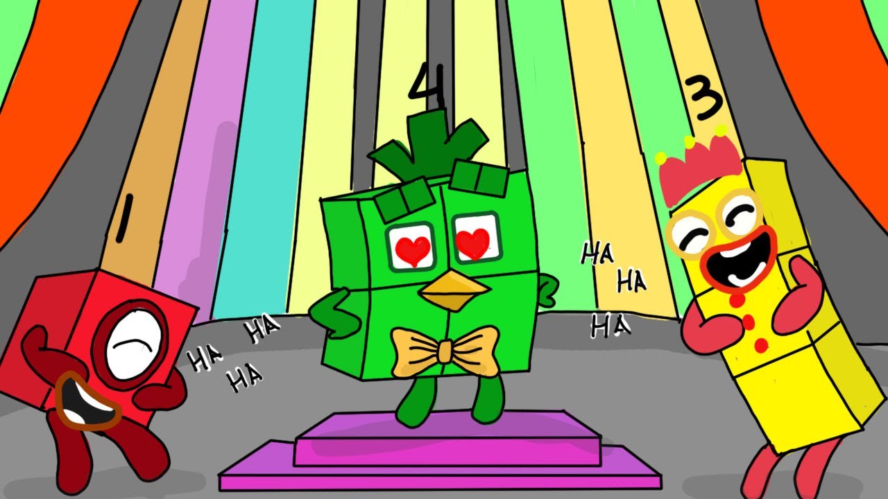 So Funny, Numberblocks 4 performs the chicken dance l Numberblocks fanmade coloring story - YouTube