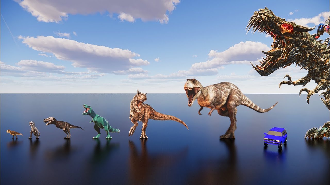 T-rex size comparison in movies and animations - YouTube