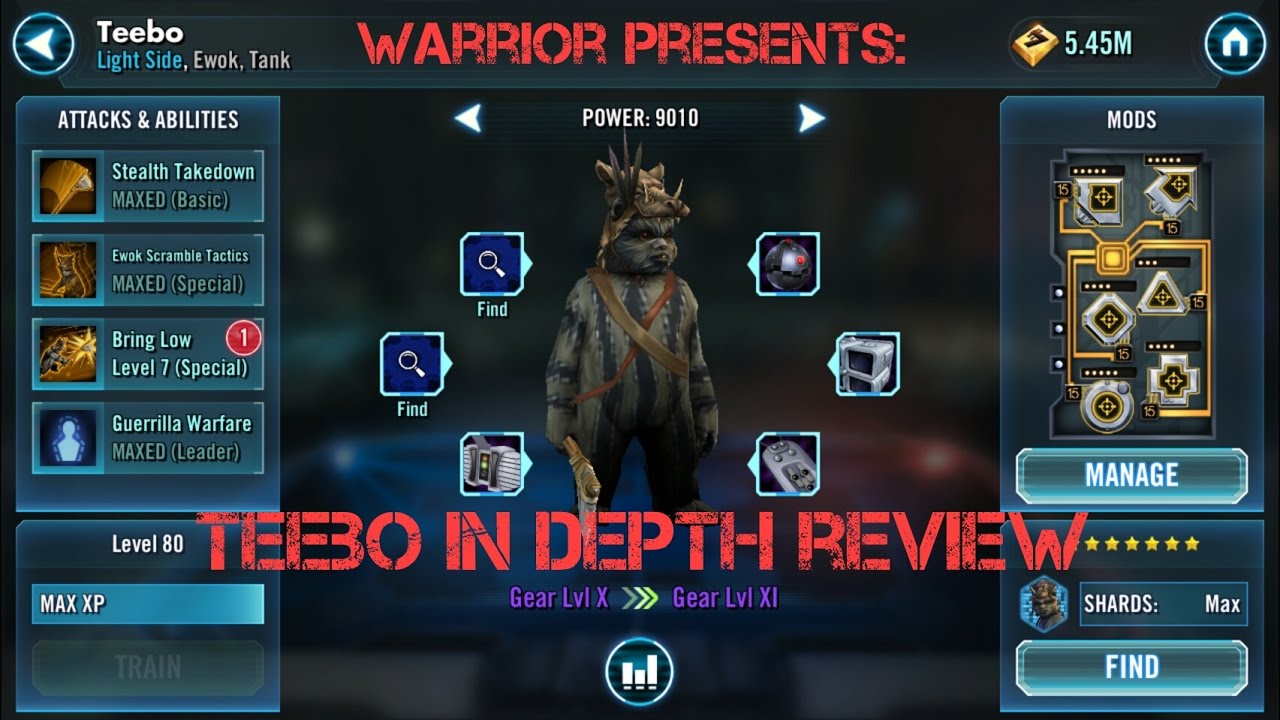 Teebo In Depth Character Review Star Wars Galaxy of Heroes - YouTube