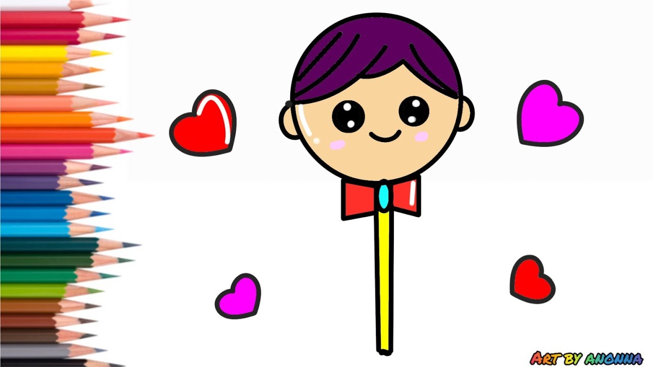 Drawing and Coloring a Cute Lollipop Easily Step By Step | How To Draw ...