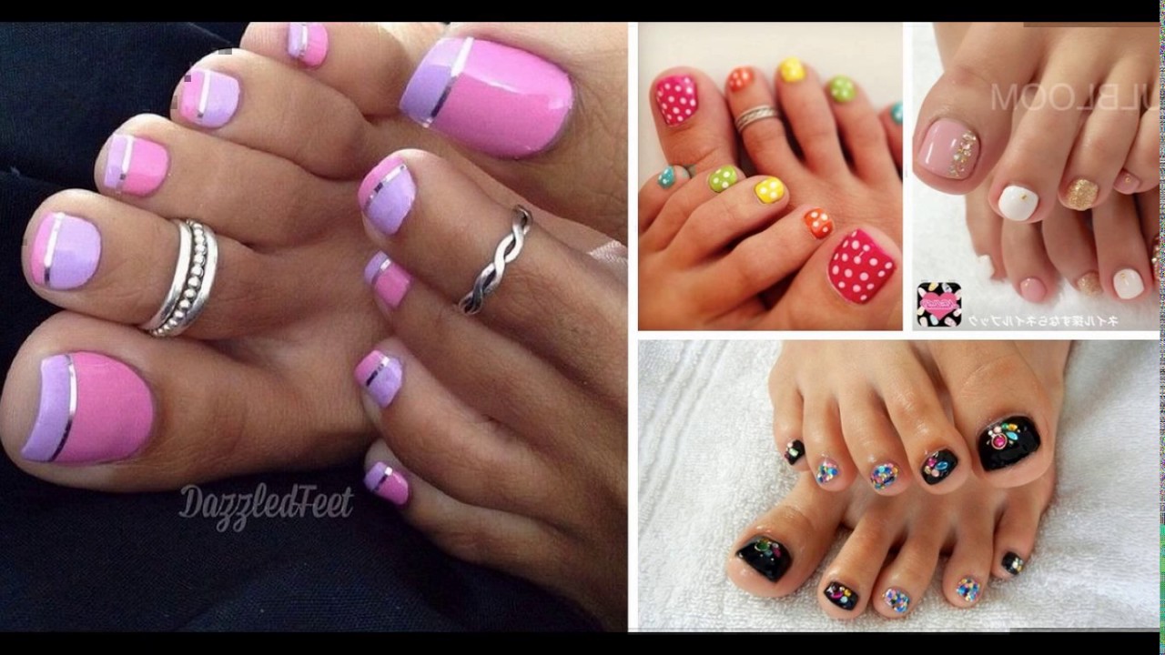 Two colored toe nail designs - YouTube