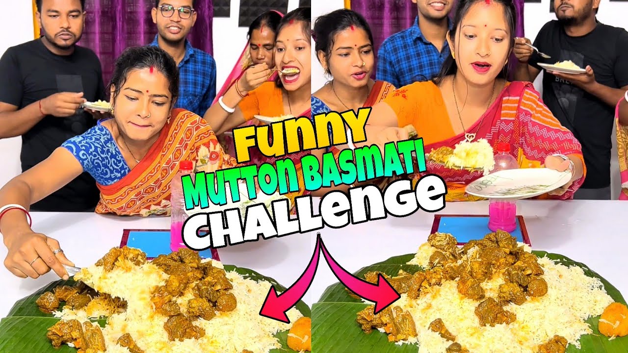 Mutton Nafis Basmati Rice Funny Challenge with Family - YouTube