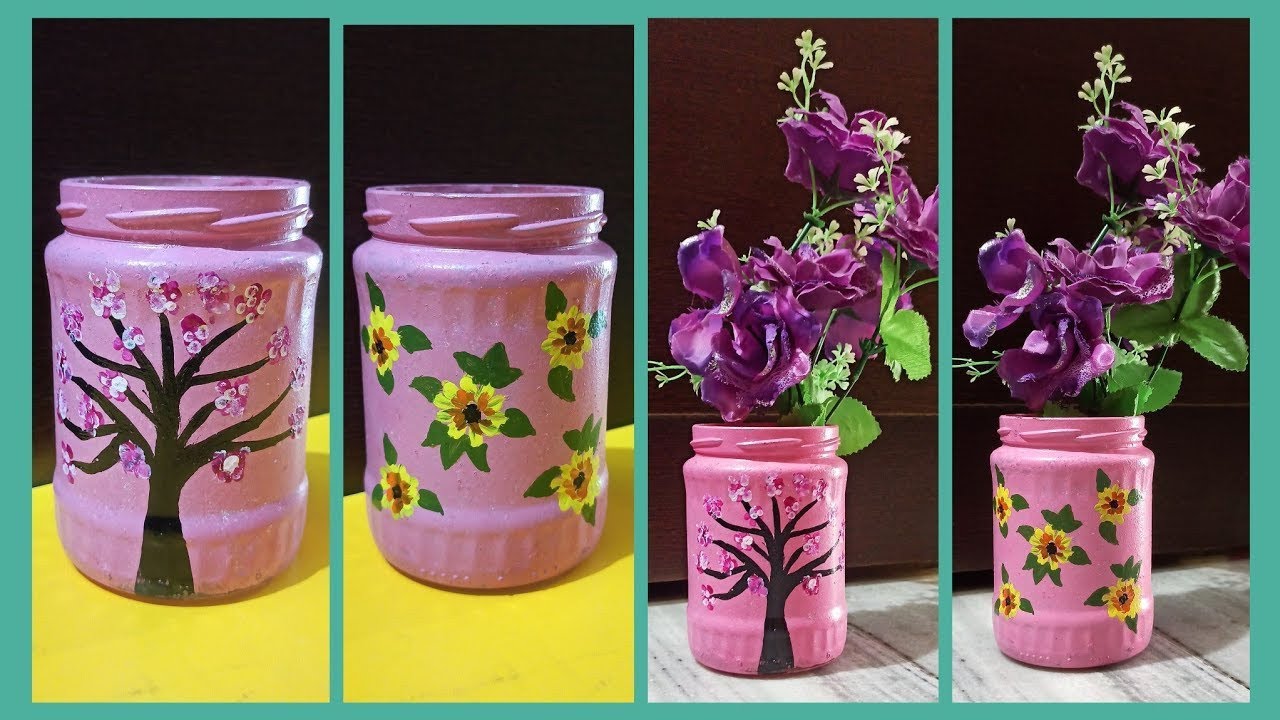 Glass jar painting | Best out of waste | Jam jar reuse for home ...