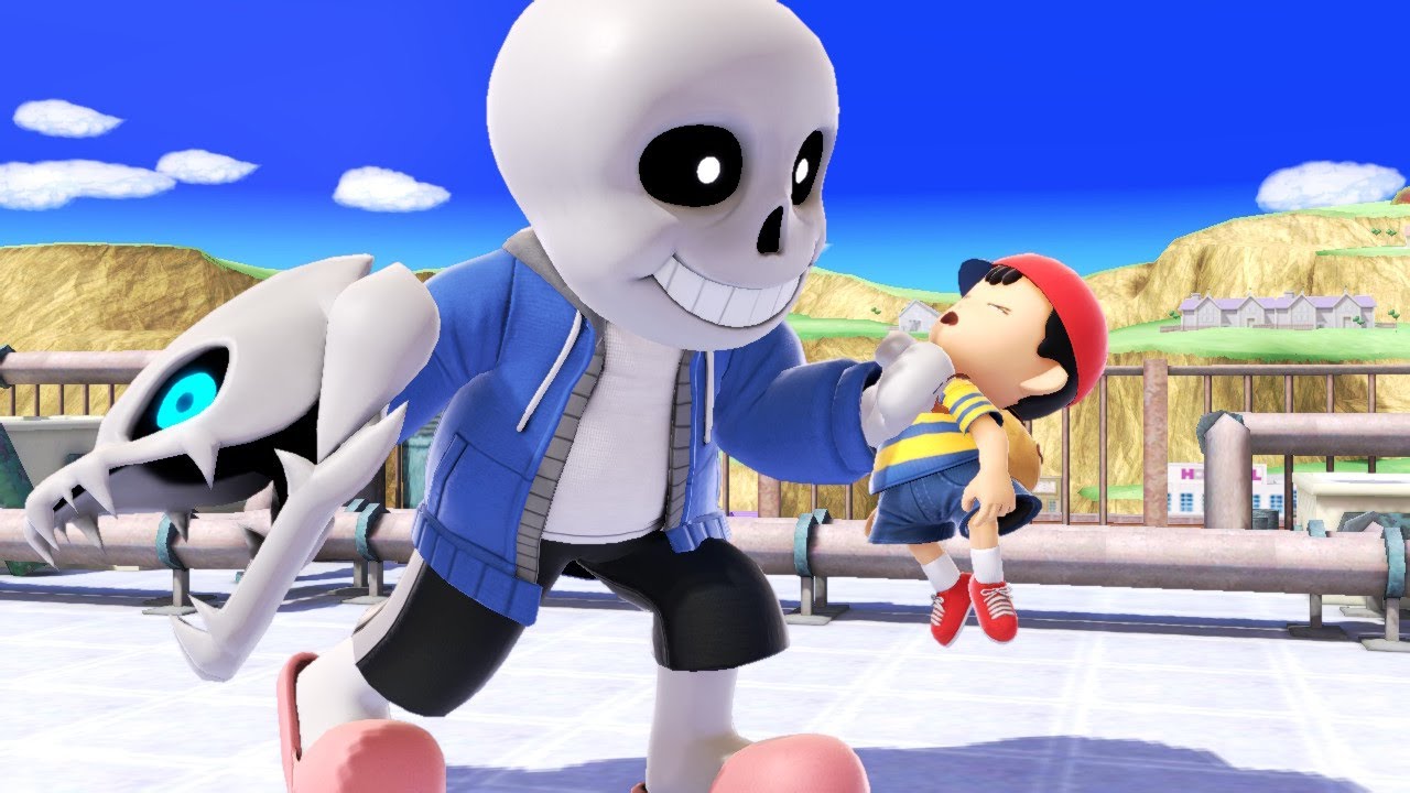 Snowdin Skeleton - A Sans (Mii Gunner) SSBU Montage - YouTube