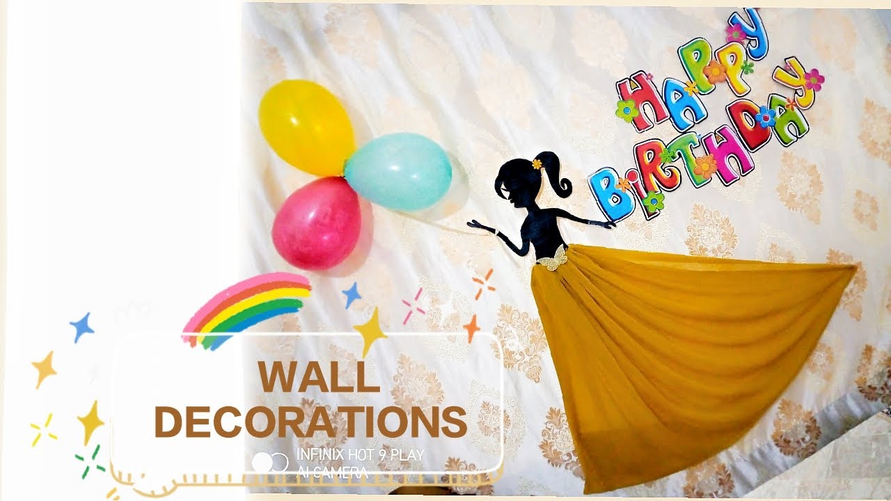 How to decorate wall for Birthday Party || Wall Decoration with Doll ...