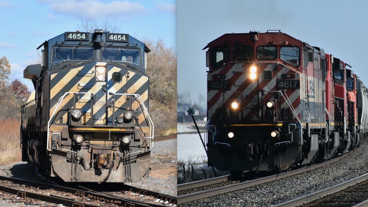 BC Rail Locomotives Leading Trains in Wisconsin - YouTube