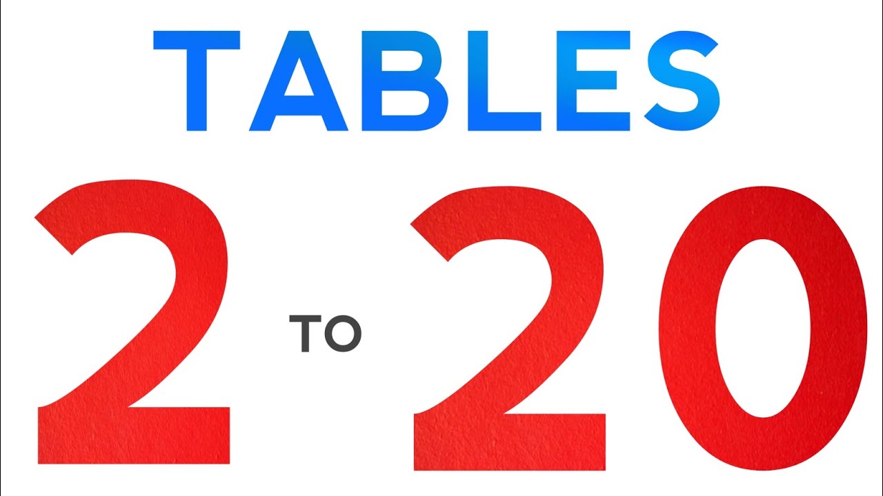 TABLES - 2 ( TWO ) TO 20 ( TWENTY ) | TABLE OF 2 TO 20 | TABLE OF 2 ...