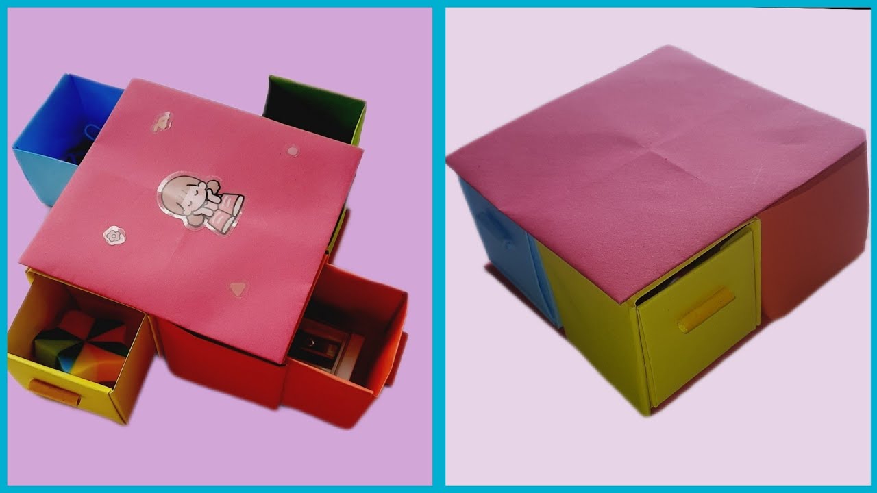 DIY MINI PAPER DRAWERS / PAPER CRAFT/ SMALL ORIGAMI STORAGE BOX DIY ...