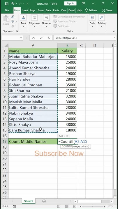 Count Middle Names in Excel | Excel Formula to Count Middle Names #exceltipsandtricks # ...
