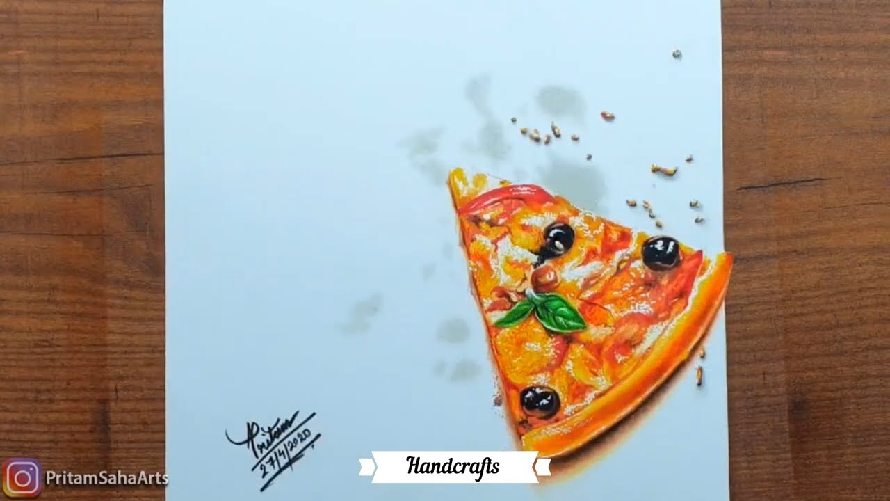 How To Draw 3D Pizza - 3D Arts - Pritam Saha - YouTube