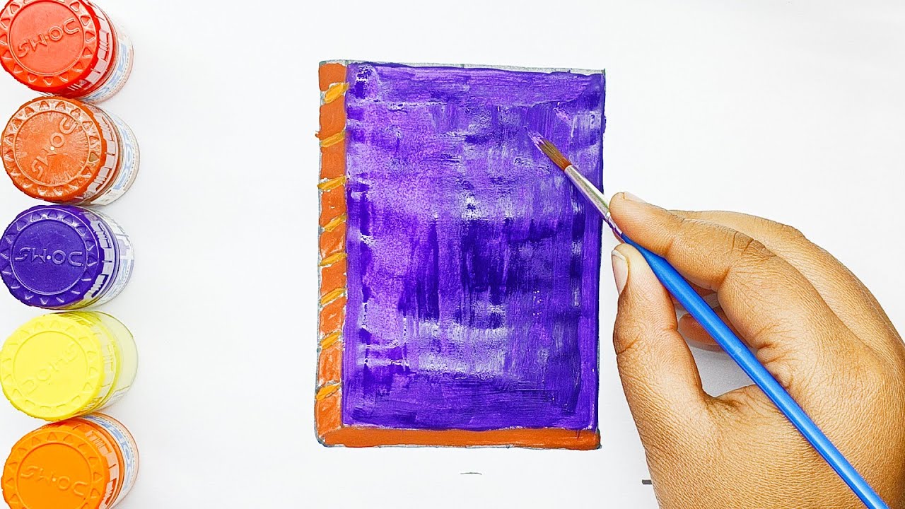 How to draw a book drawing //and colour painting Chitra book band karne ...