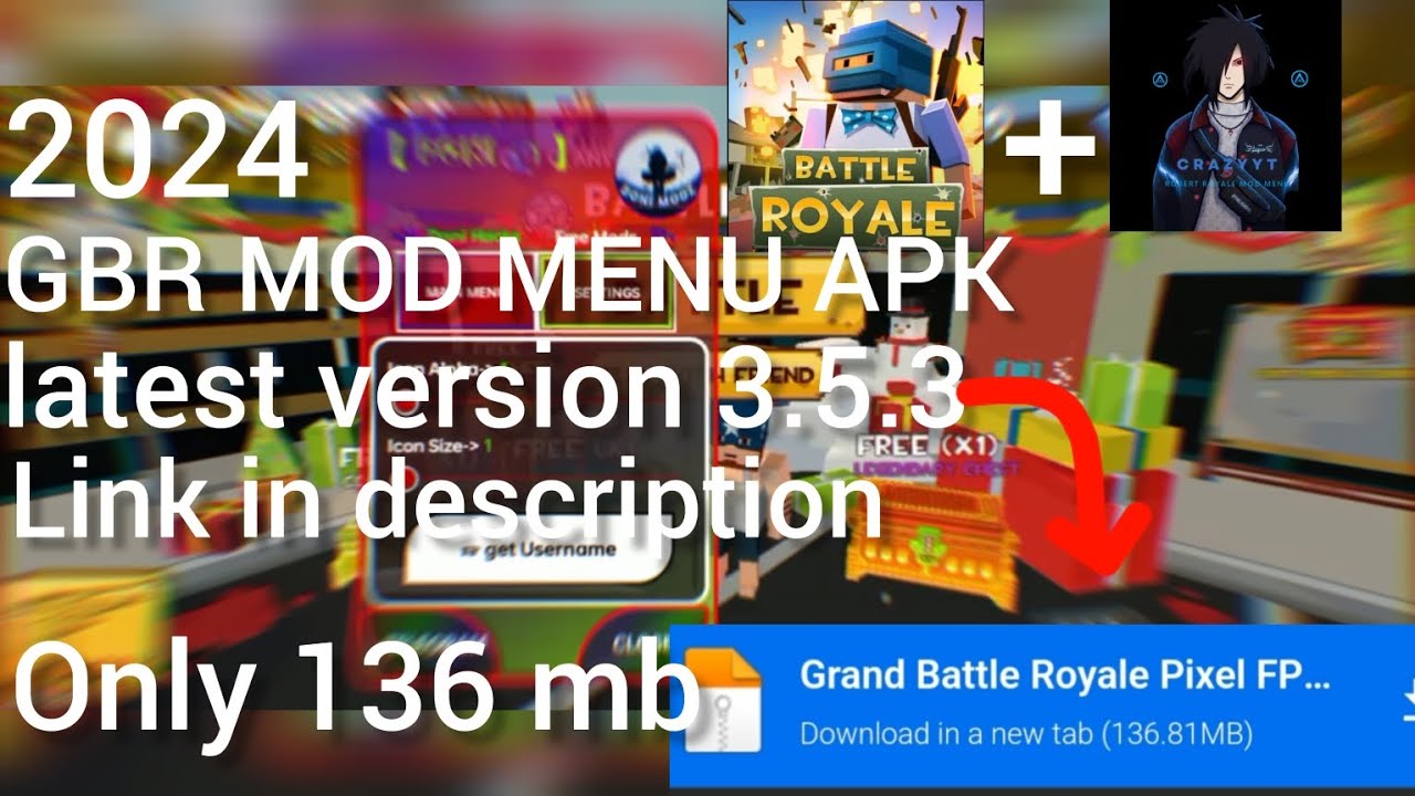 grand battle royale pixel FPS new mod menu 2024 link in description ...