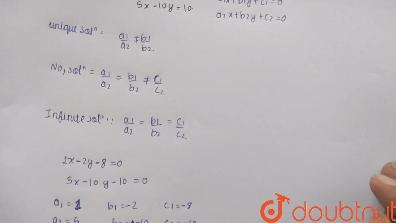 Determine if given system has unique solution, no solution or infinite solutions {:(x - 2y = 8 ...