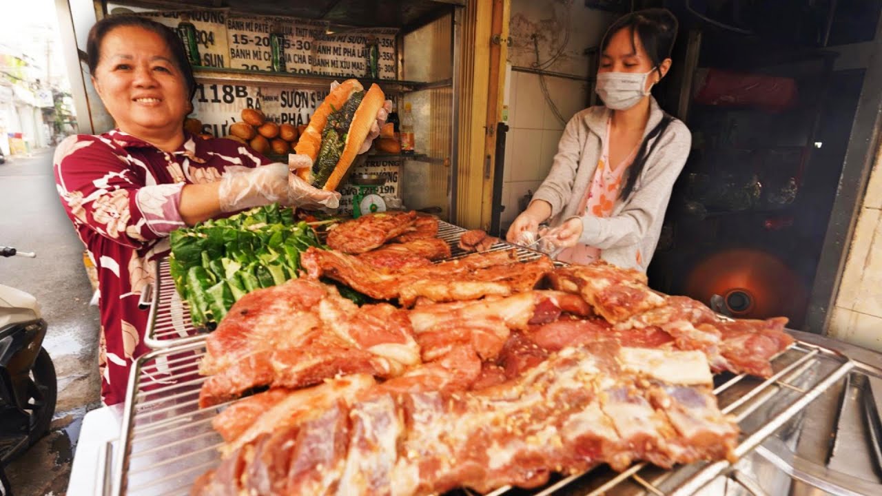 Famous PORK RIBS BBQ Banh Mi in Vietnam! Ultimate Saigon Banh Mi Tour ...