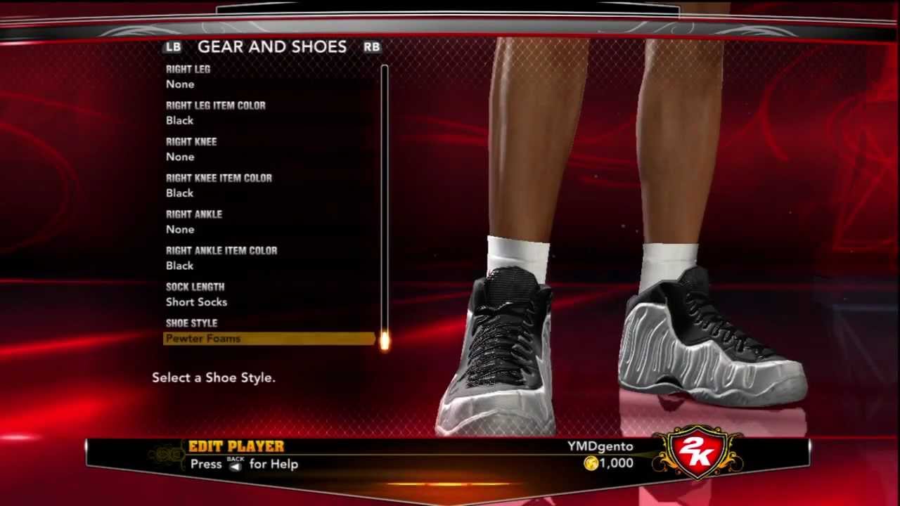 NBA 2K13: All New 2K Shoe Editor | Nike Pewter Foamposite Comparison ft ...