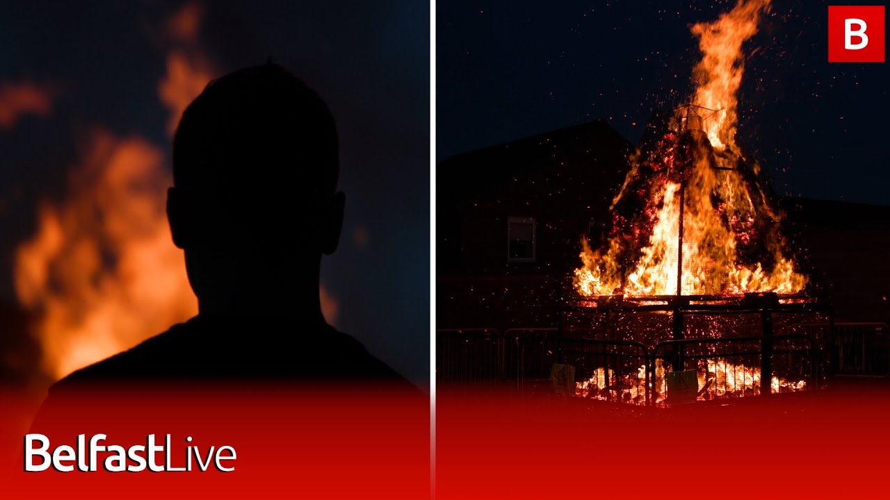 Beacon bonfires are set alight across Belfast to celebrate the Eleventh ...