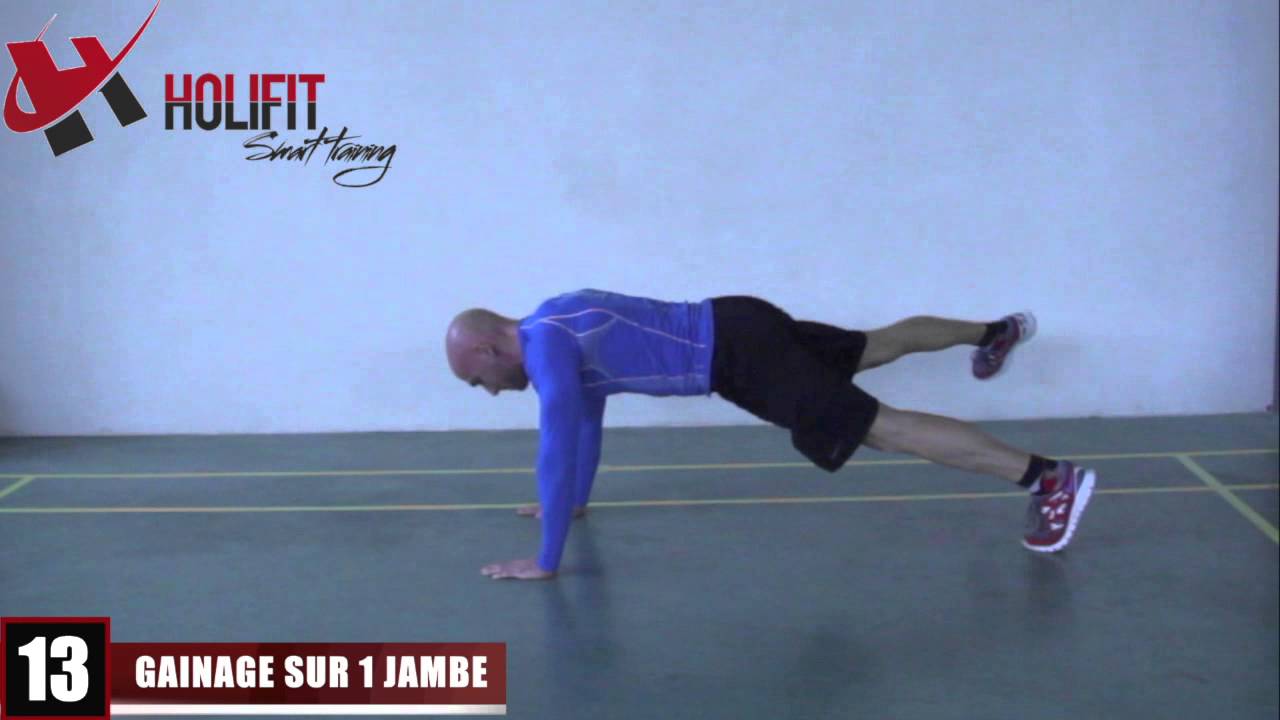 Exercice fitness gainage sur 1 jambe - YouTube