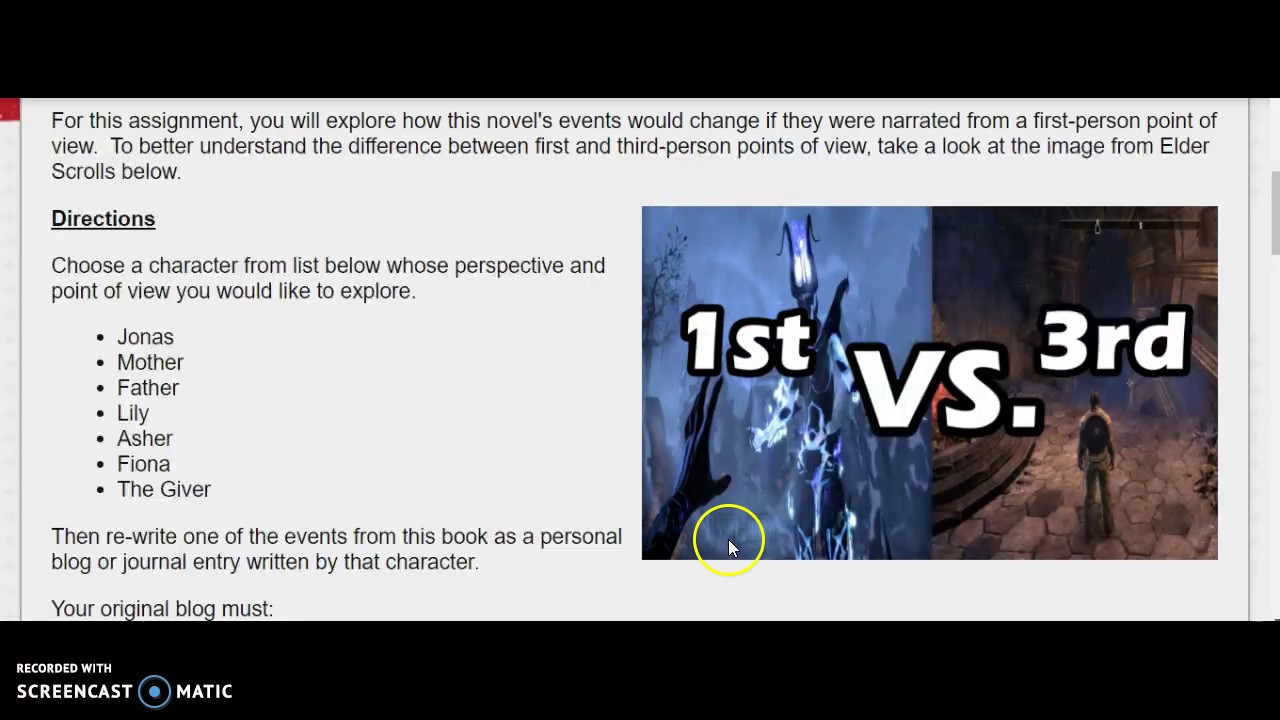 The Giver, Character Blog Entries - YouTube