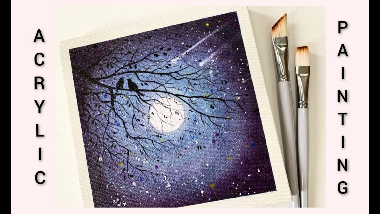 Full Moon Painting | Step by Step Acrylic Painting for Beginners |The ...