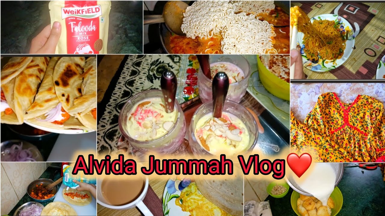Alvida Jummah Vlog||Aaj first time falooda bnaya||Chicken roll recipe ...