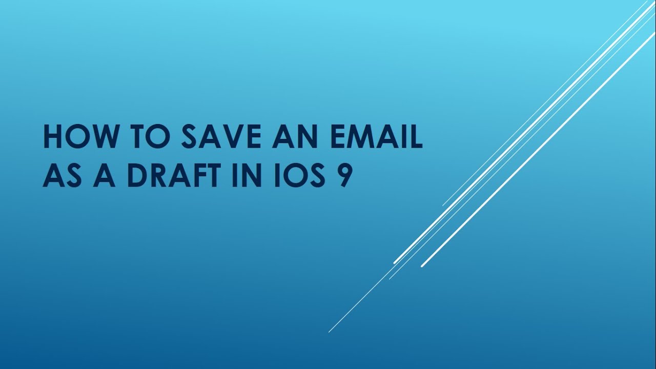 How to Save an Email as a Draft in iOS 9 - YouTube