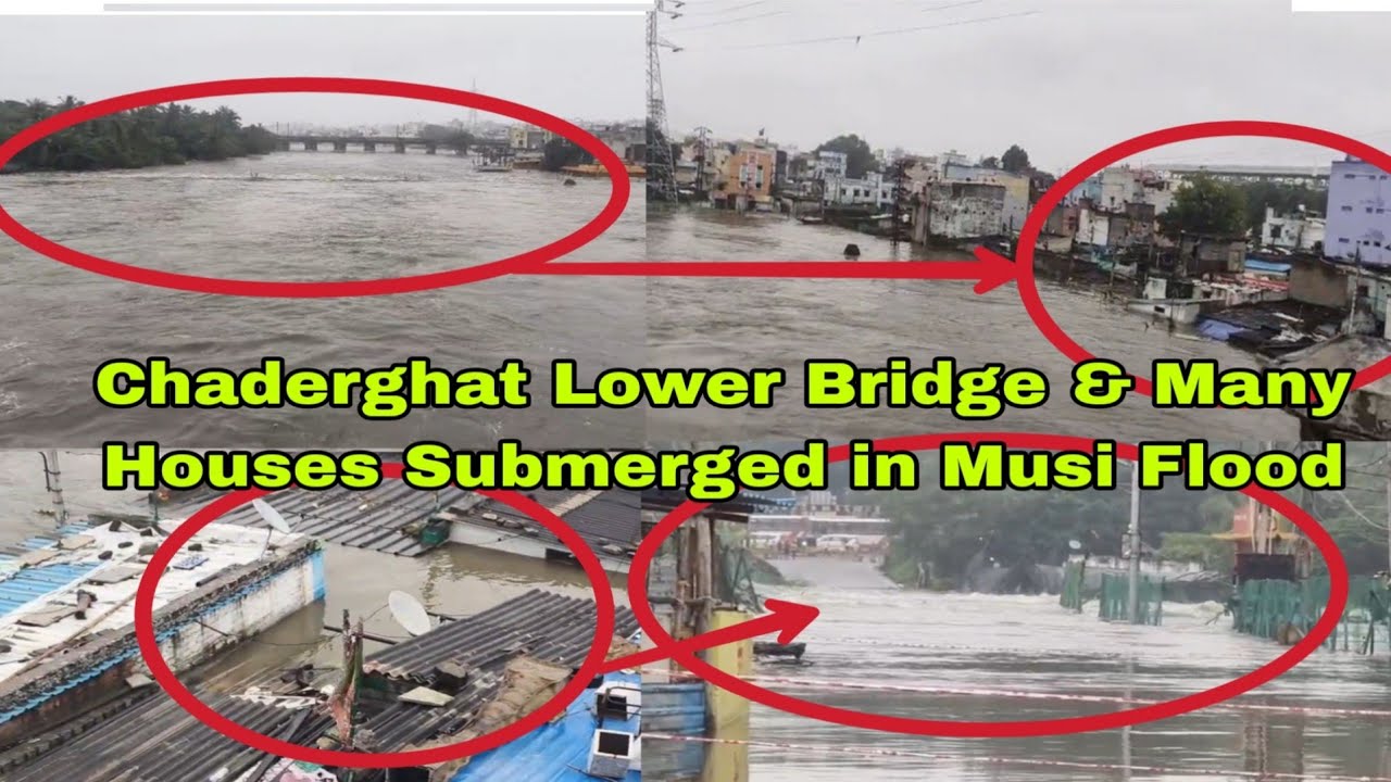 Live Musi Chaderghat Houses Submerged in Floods - YouTube