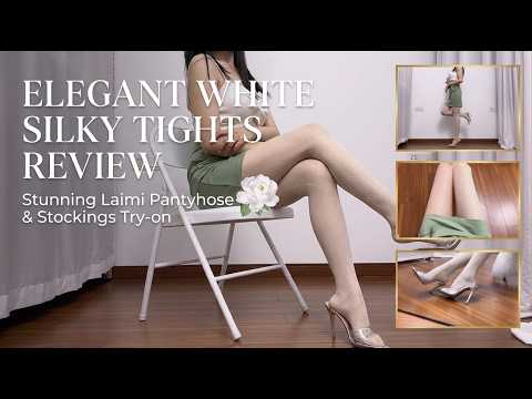 Elegant White Silky Tights Review  Stunning Laimi Pantyhose & Stockings Try on safe