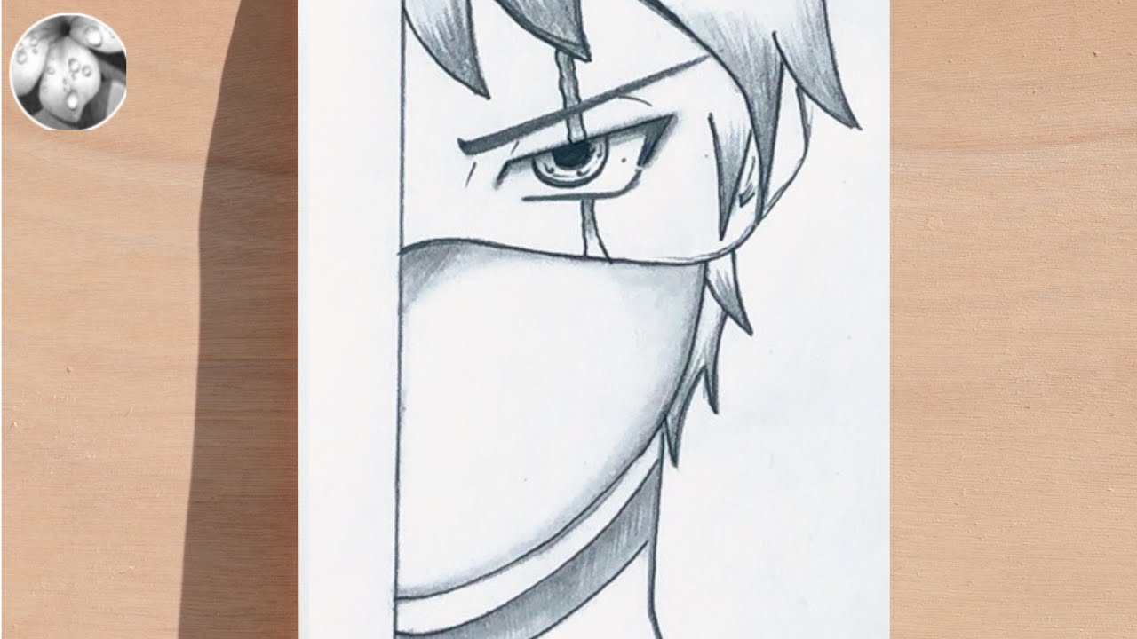 How to draw anime Easy/ Easy Anime Half face drawing/ Anime character ...