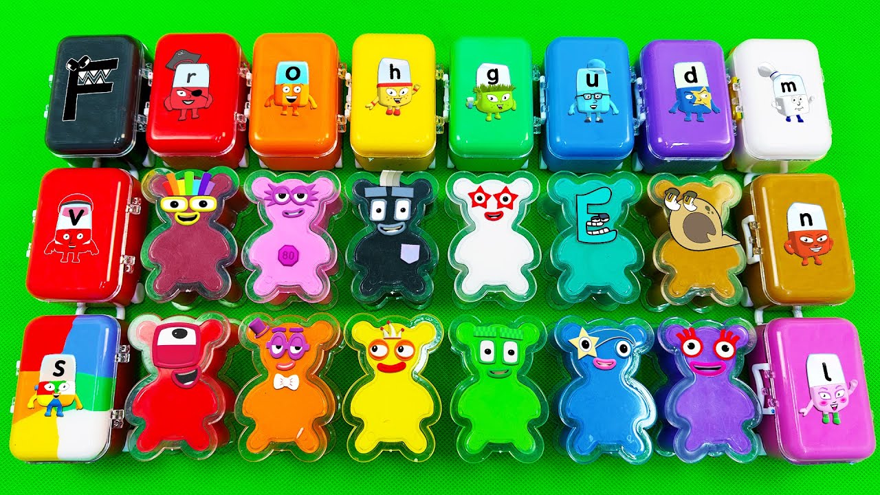 Numberblocks & Alphablocks - Looking SLIME in Suitcase and Bear Shapes ...