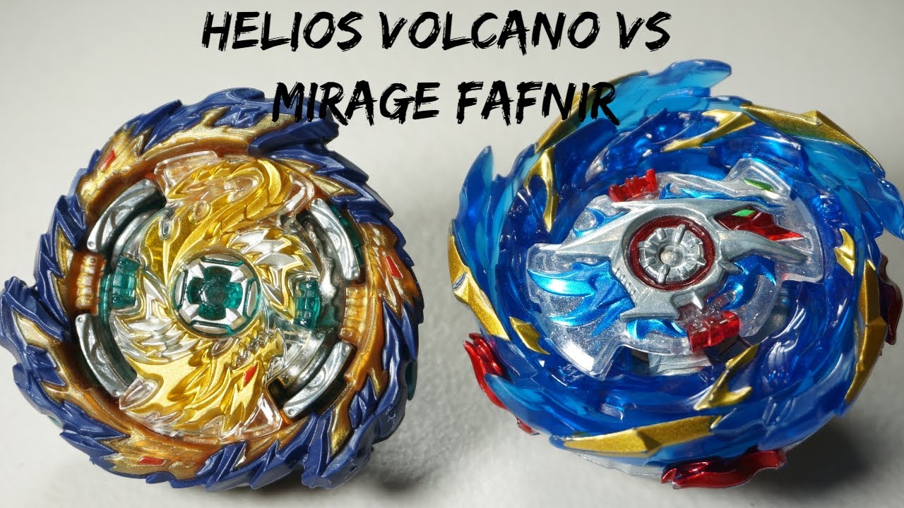 Beyblade Burst Helios Volcano Vs Mirage Fafnir - YouTube