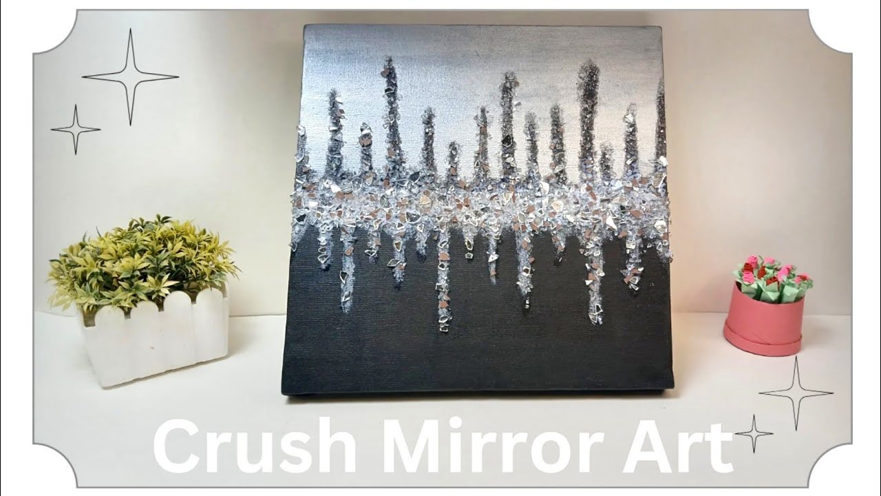 Crush Glass Art on Canvas |Painting with Crushed Glass and Glitter ...