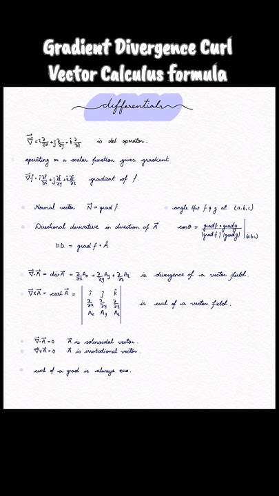 Gradient Divergence Curl formula, Vector Calculus - YouTube