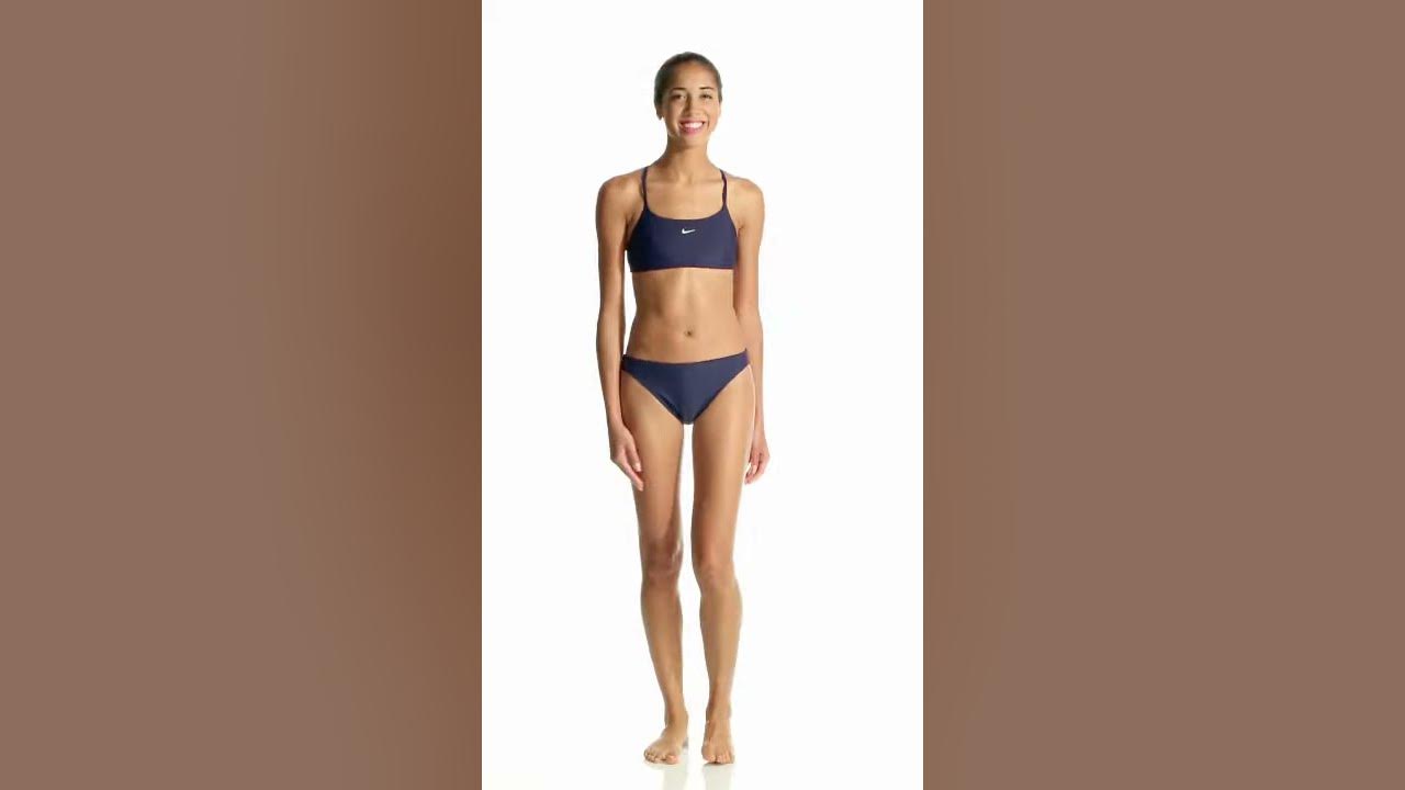 Nike Swim Nylon Core Solids Sport Top Two Piece Swimsuit Set