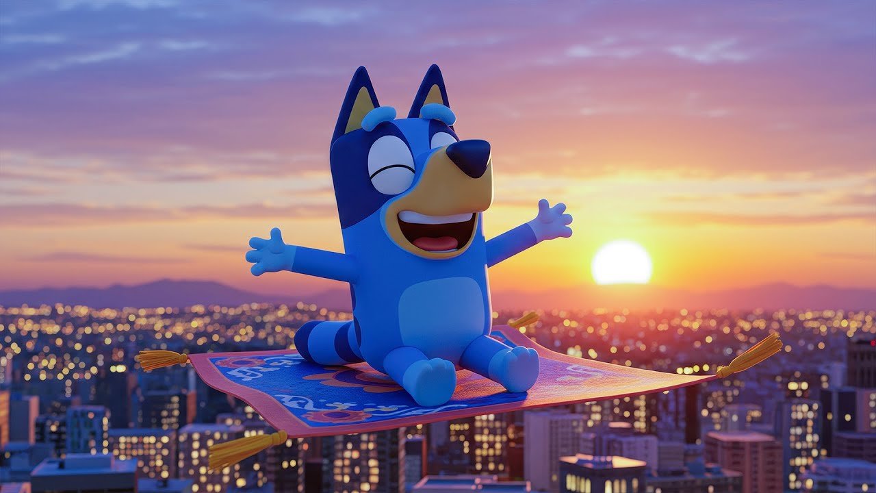 Bluey’s Adventure on Aladdin’s Magic Carpet 🌆 Soothing Sunset Vibes 🎶 ...