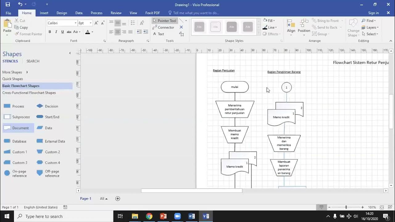cara membuat bagan alir di visio - YouTube