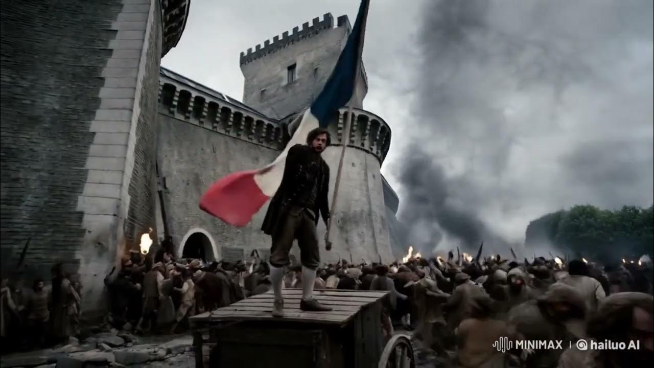 French Revolution : Dramatic scene of the storming of the Bastille. # ...