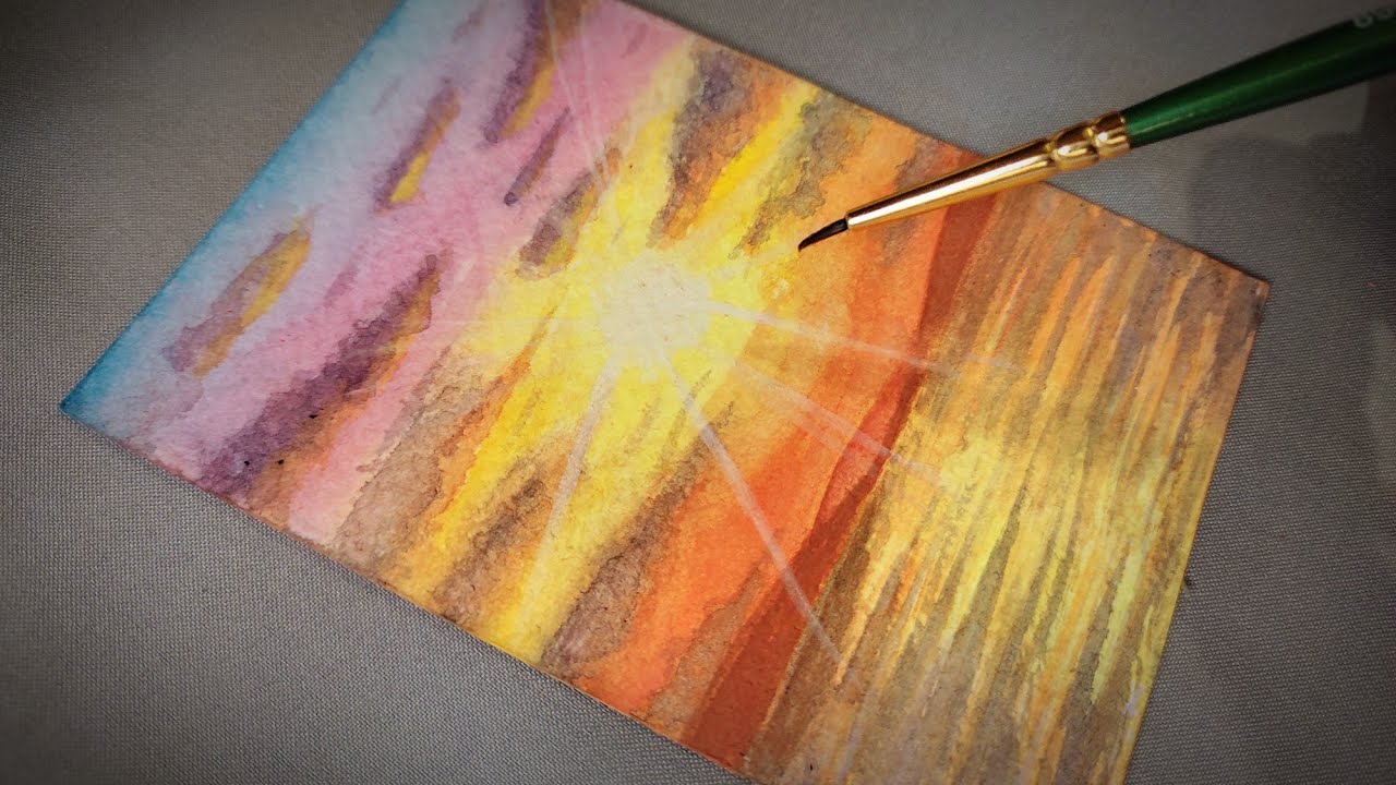 Sunset Watercolor Painting 🌄Tutorial Step by Step narrated🎨Easy #Art ...
