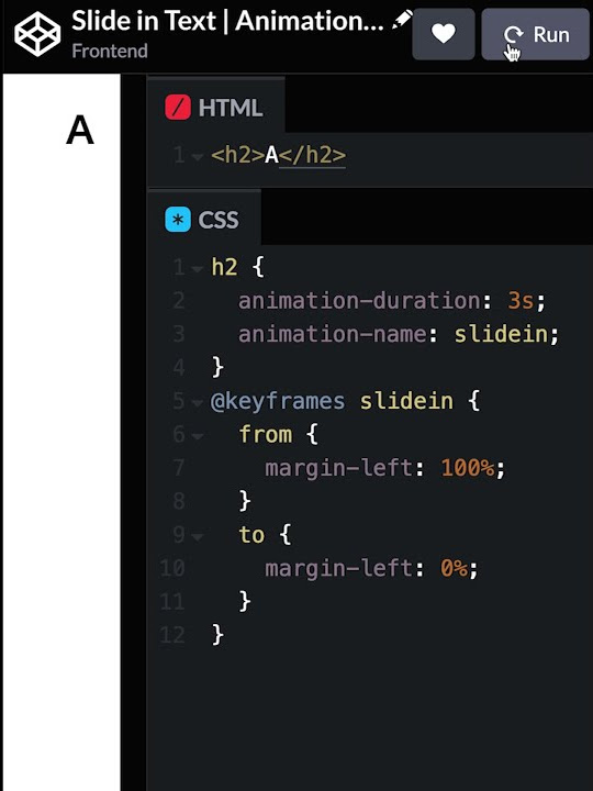 2 Keyframes Slide In Text Css Frontend Take It Easy Shorts Youtube 