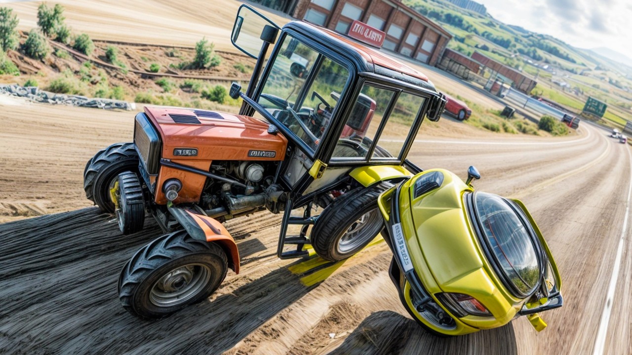 Tractor vs Car – BeamNG.Drive - YouTube