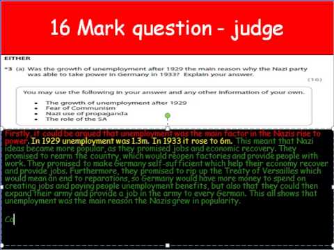 The 16 mark question - Germany 1918-1939 Edexcel - YouTube