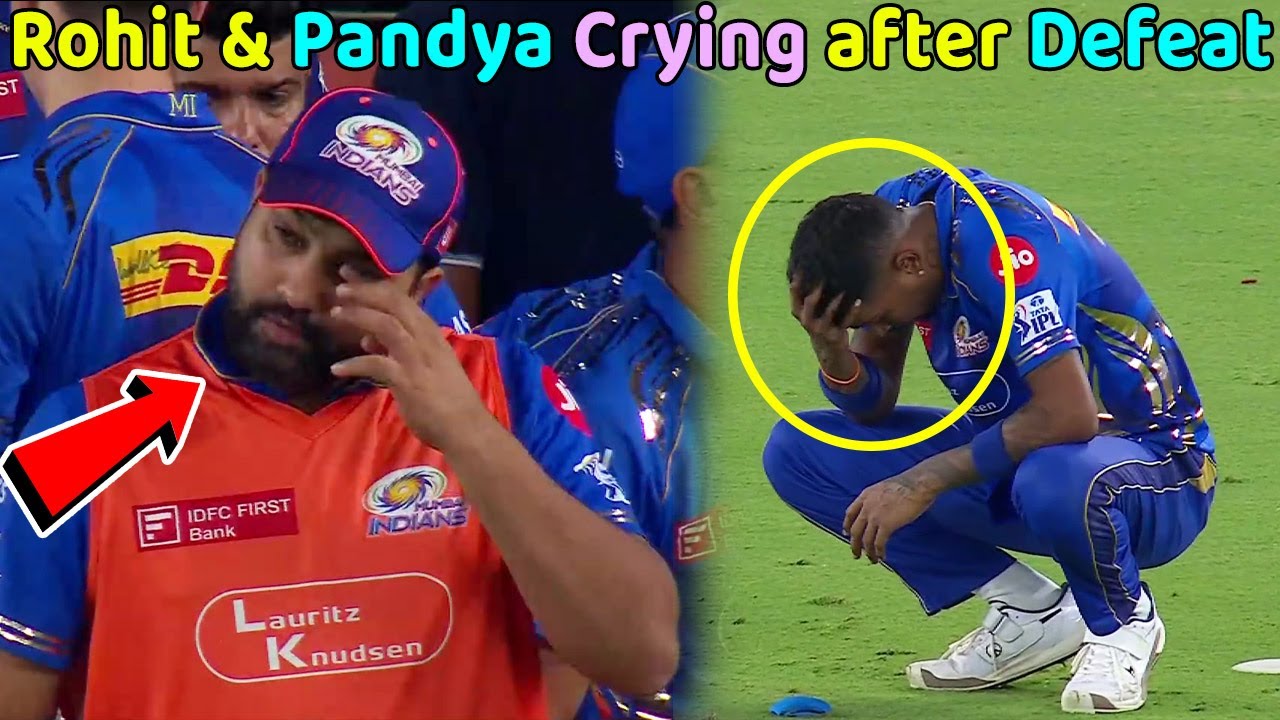 Rohit Sharma & Hardik Pandya crying after MI lost Q2 to PBKS - YouTube