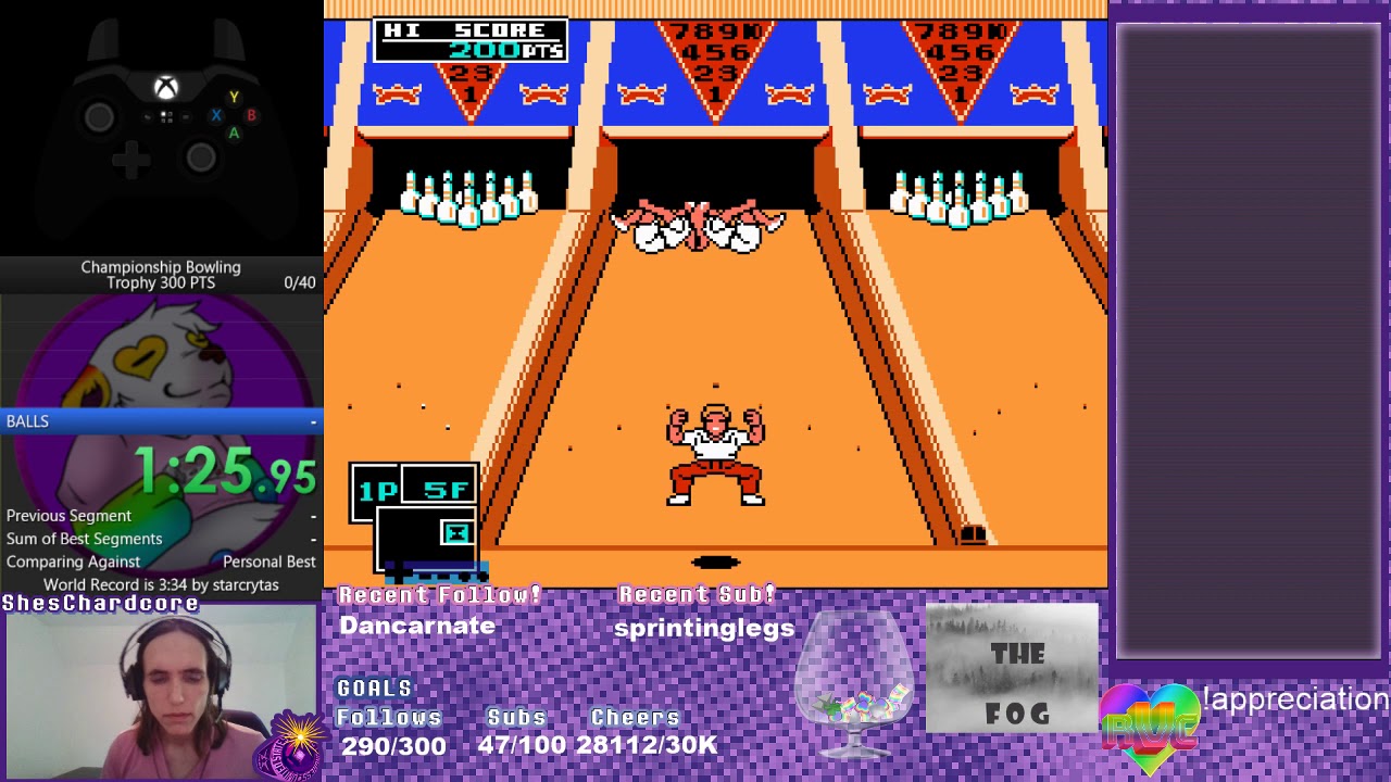 Championship Bowling (NES) 300 game Speedrun WR 3:20 by ShesChardcore ...