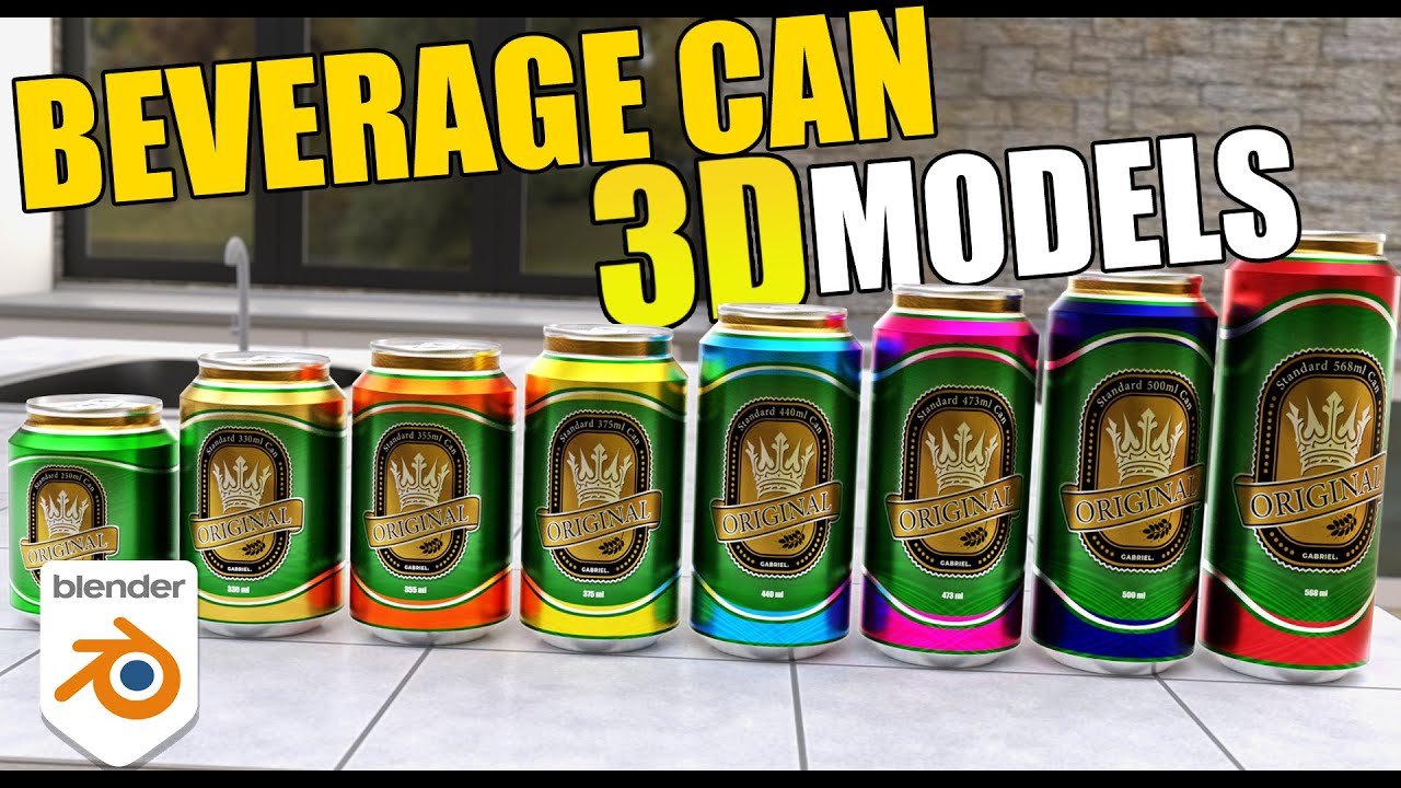 Standard Beverage Cans - Common Sizes - 3D Model - Glossy and Matte ...