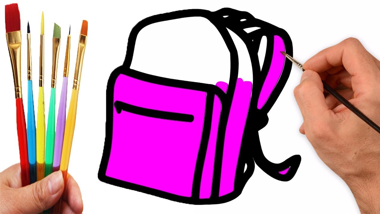 How to Draw School Bag for Boys and Girls - School Bag Coloring Pages ...