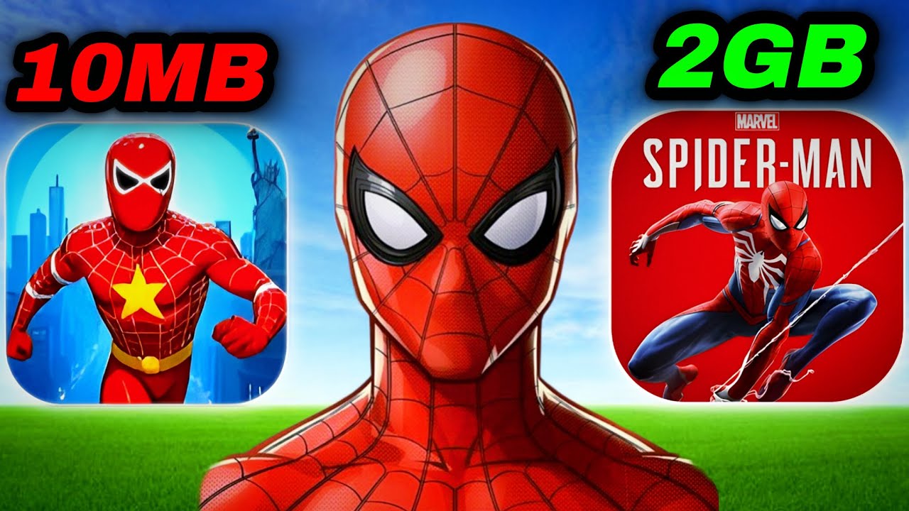 10MB vs 2GB Spider man game 💥#spidermangames - YouTube
