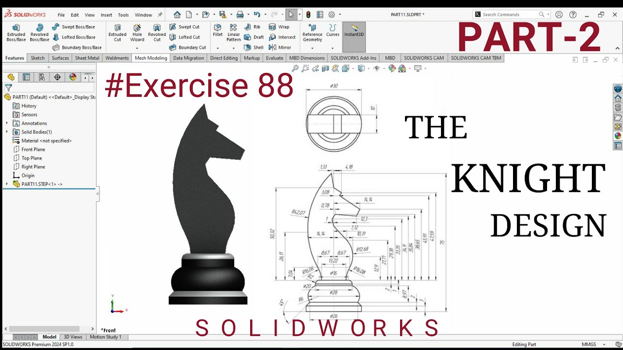 🌟💯SolidWorks Chess Knight Design Tutorial (PART - 2)🌟💯 | - YouTube